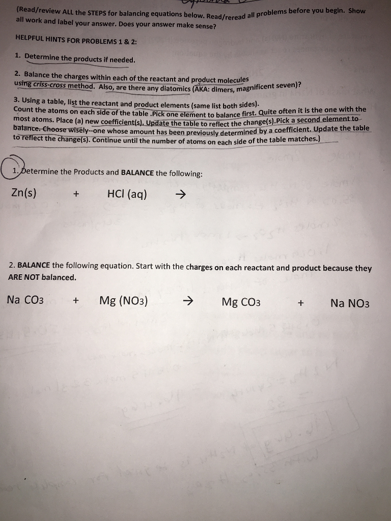 Solved Determine the Products and BALANCE the following: | Chegg.com