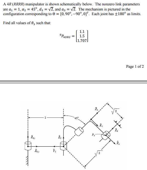 A 4R (RRRR) manipulator is shown schematically below. | Chegg.com