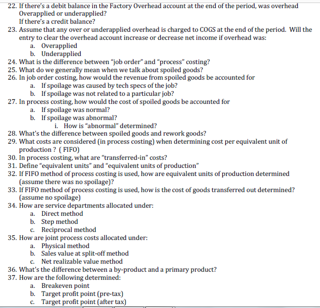 Solved 22. If there's a debit balance in the Factory | Chegg.com
