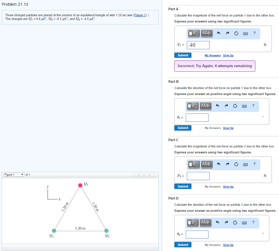 Solved Three charged particles are placed at the corners of | Chegg.com