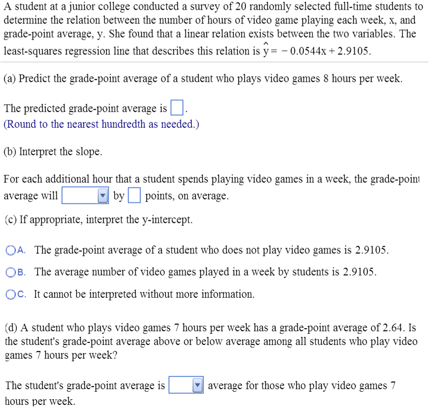 Solved The student's grade-point average is average for | Chegg.com