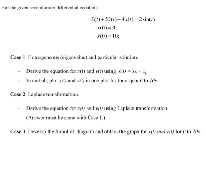 Solved For the given second-order differential equation, (t) | Chegg.com