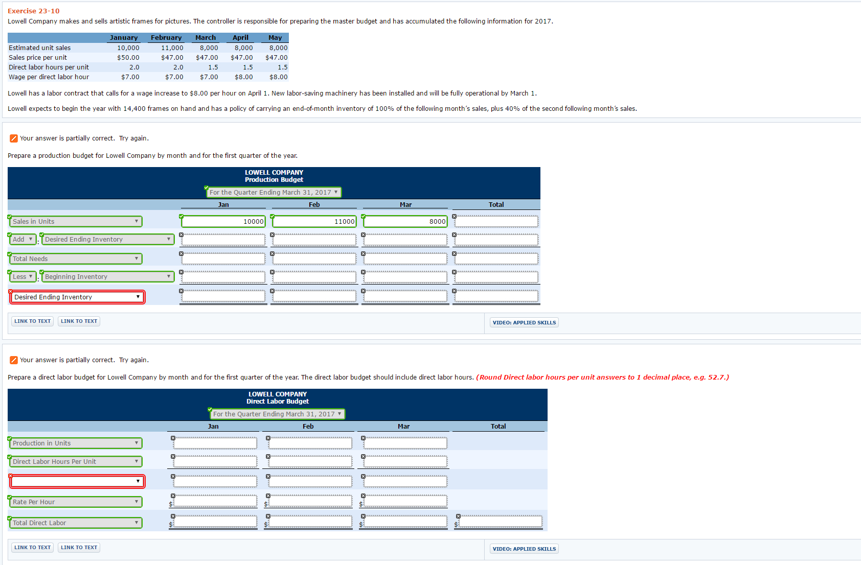 Solved Lowell Company makes and sells artistic frames for | Chegg.com