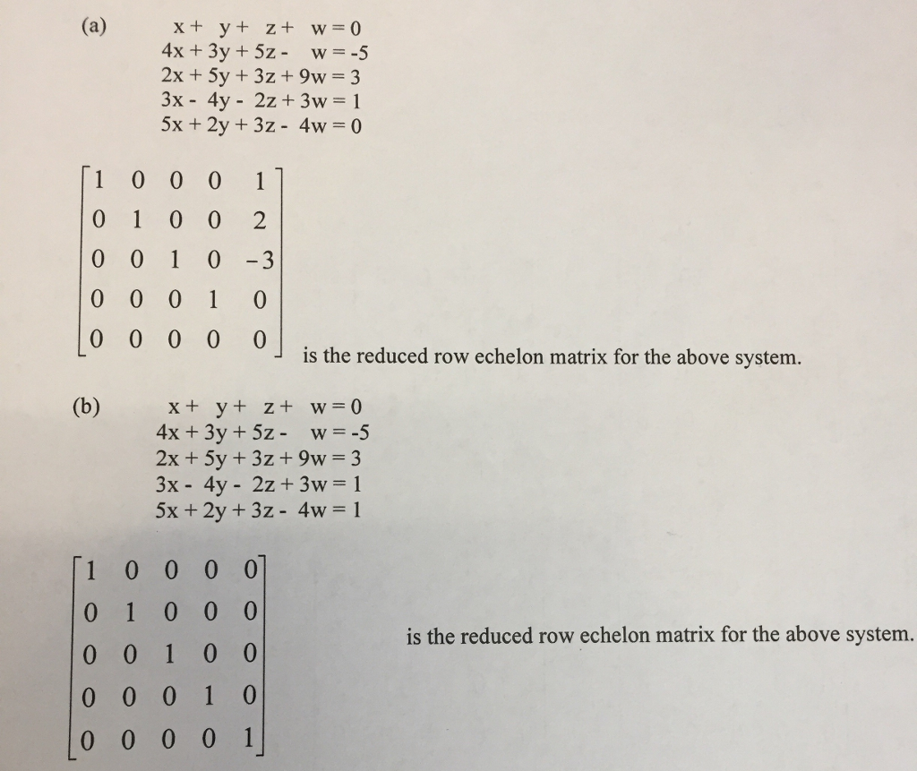 Solved For each of the following systems of equations, state | Chegg.com