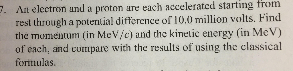 Solved An electron and a proton are each accelerated | Chegg.com