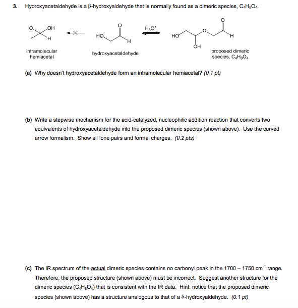 Solved 3.) Hydroxyacetaldehyde is a Beta-hydroxyaldehyde | Chegg.com