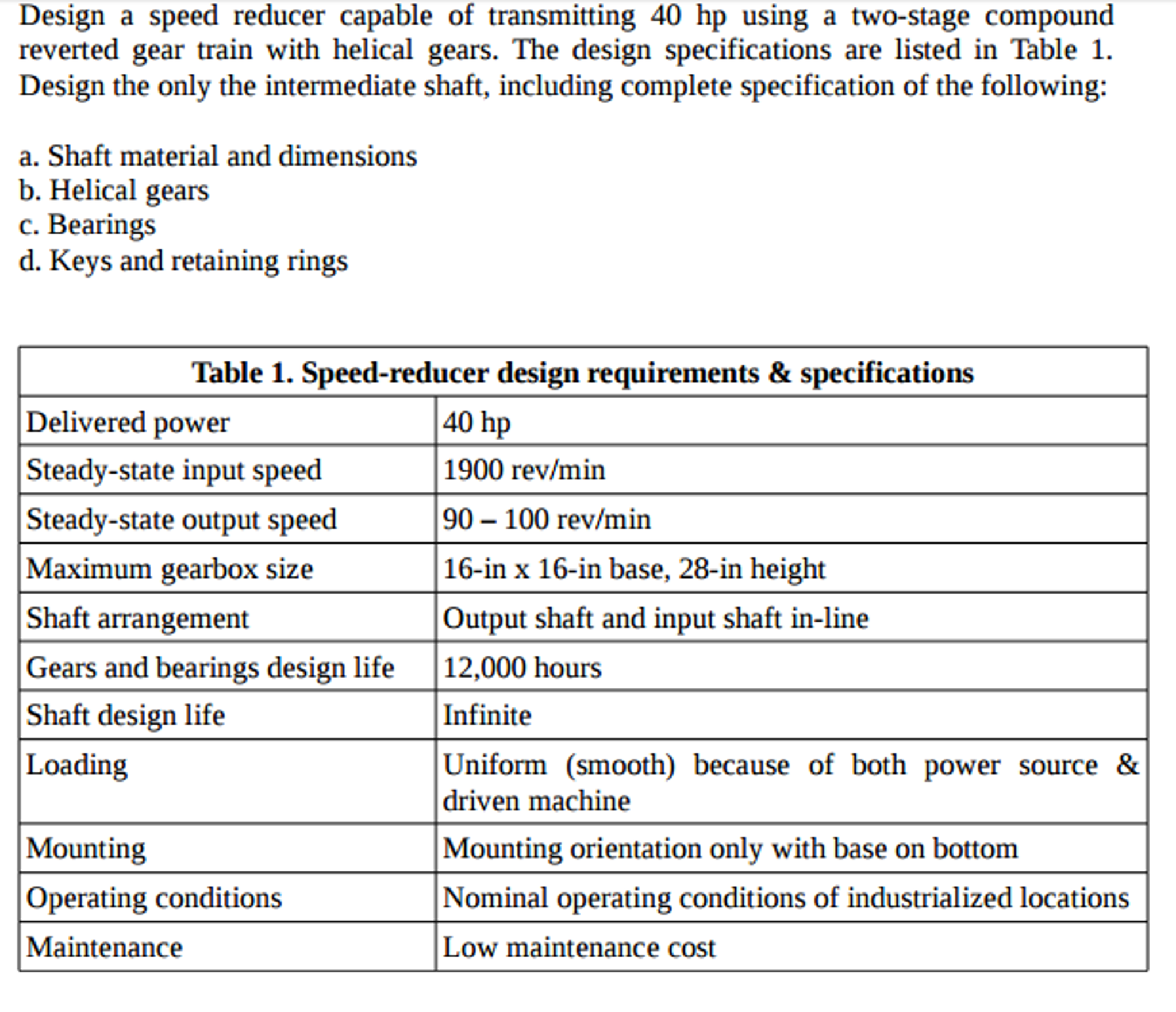 Design a speed reducer capable of transmitting 40 hp | Chegg.com