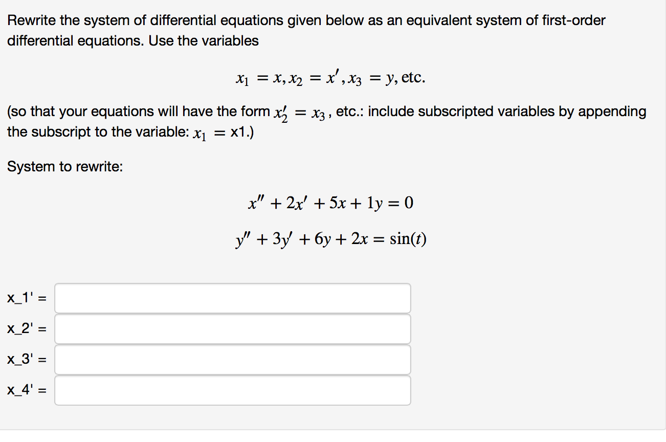 Solved Rewrite the system of differential equations given | Chegg.com