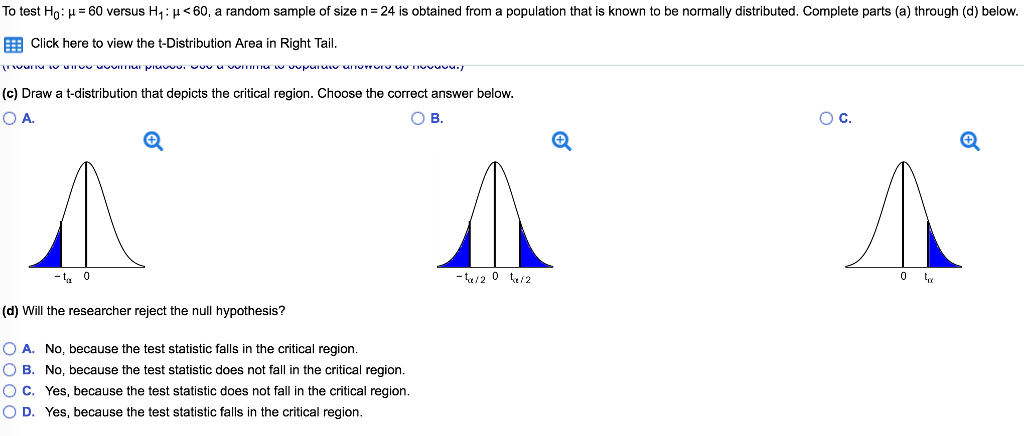 To test Ho: H 60 versus H