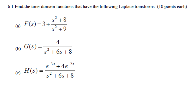 Solved 6.1 Find the time?domain functions that have the | Chegg.com