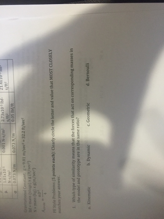 Solved Gravitational Constant; g = 9.81 m/sec^2 = 32.2 | Chegg.com