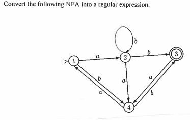 Solved Convert the following NFA into a regular expression. | Chegg.com