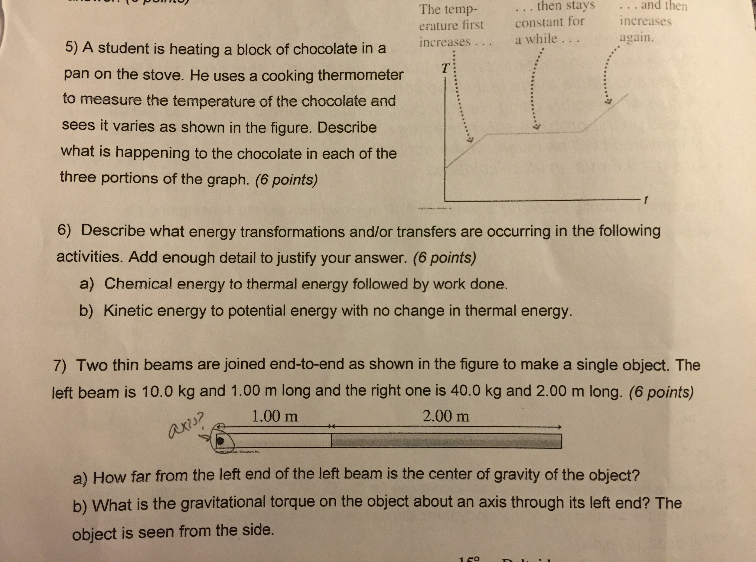 Solved A student is heating a block of chocolate in a pan on | Chegg.com