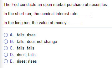 Solved The Fed conducts an open market purchase of | Chegg.com