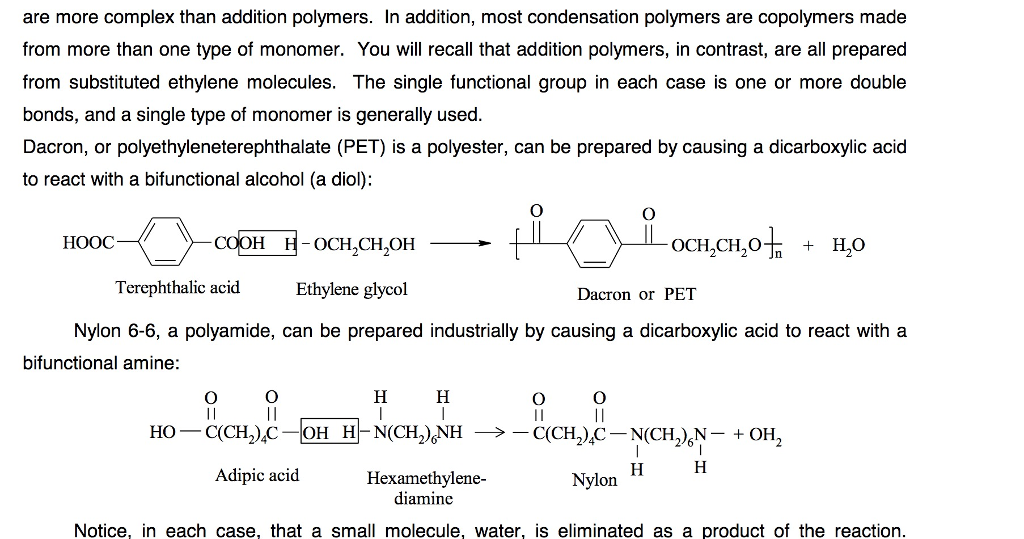 Solved A. POLYESTERS Polyesters are examples of condensation | Chegg.com