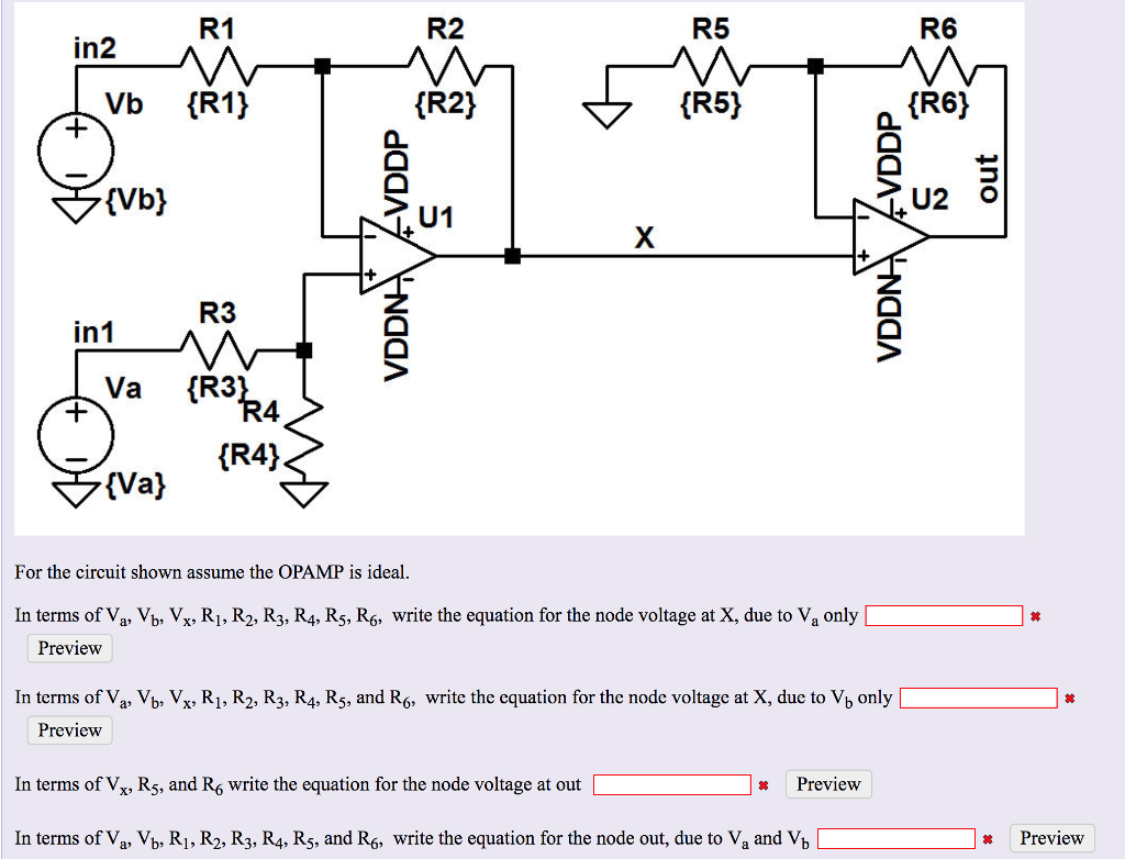Solved R1 R2 R5 R6 in2 Vb (R1]) (R2ł (R5) IR6) fVb] R3 in1 | Chegg.com