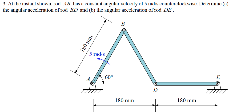 Solved 3. At the instant shown, rod AB has a constant | Chegg.com
