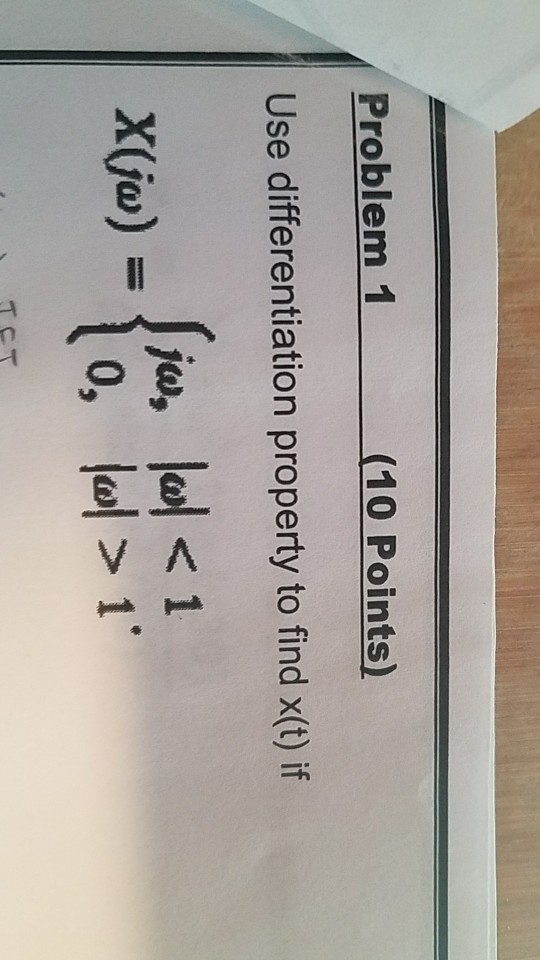 Solved Problem 1 (10 Points) Use differentiation property to | Chegg.com