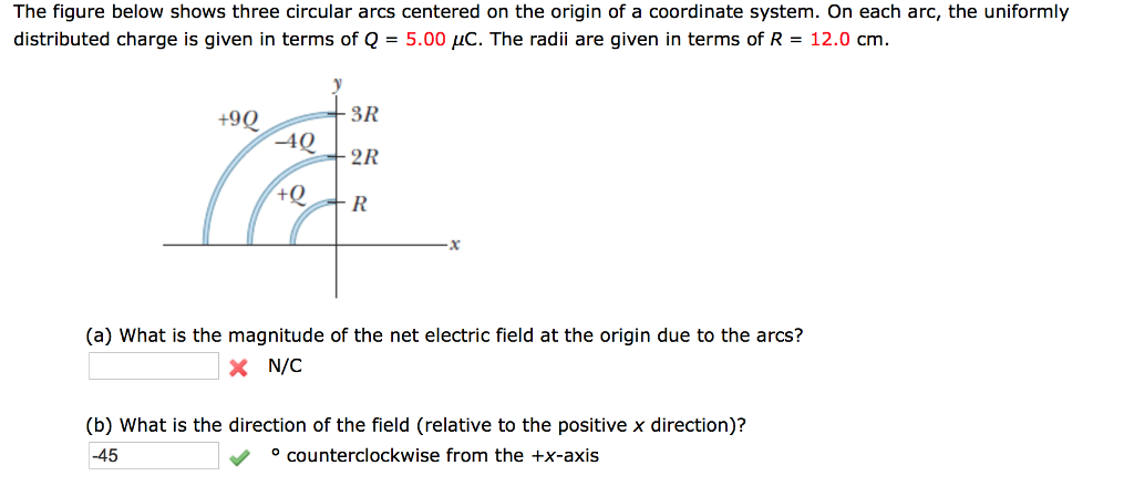 Solved The figure below shows three circular arcs centered | Chegg.com