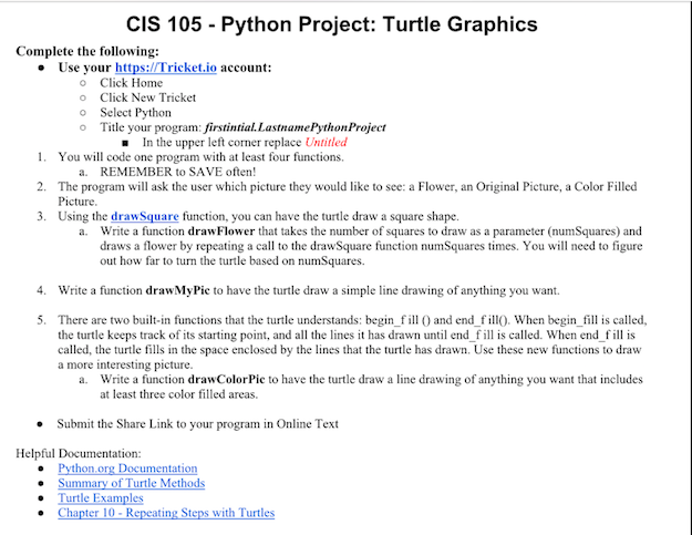 Solved Python Turtle. Here is the starter code: ''' | Chegg.com