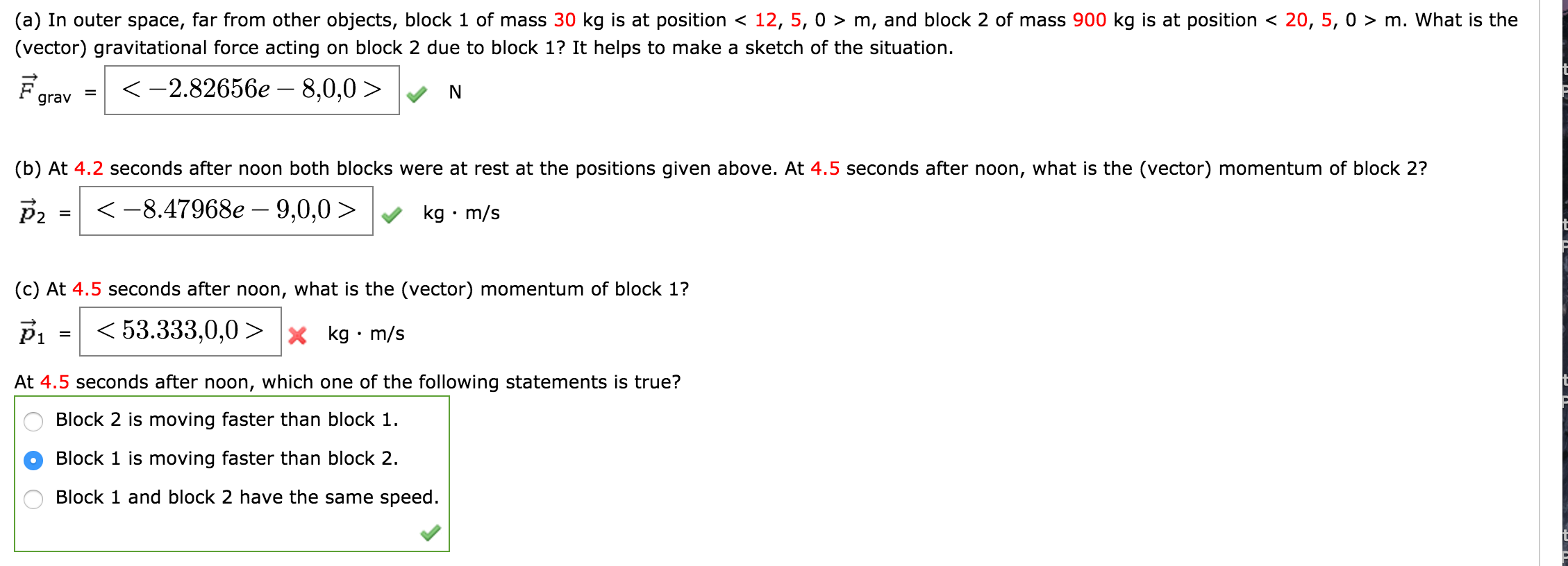 Solved (a) In outer space, far from other objects, block 1 | Chegg.com
