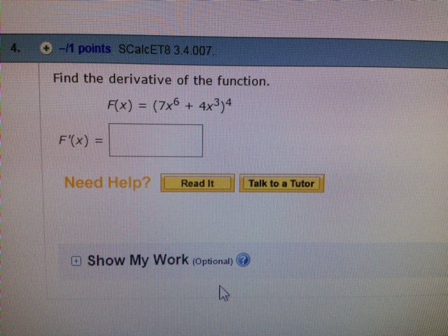 Solved Find the derivative of the function. F(x) = (7x^6 + | Chegg.com