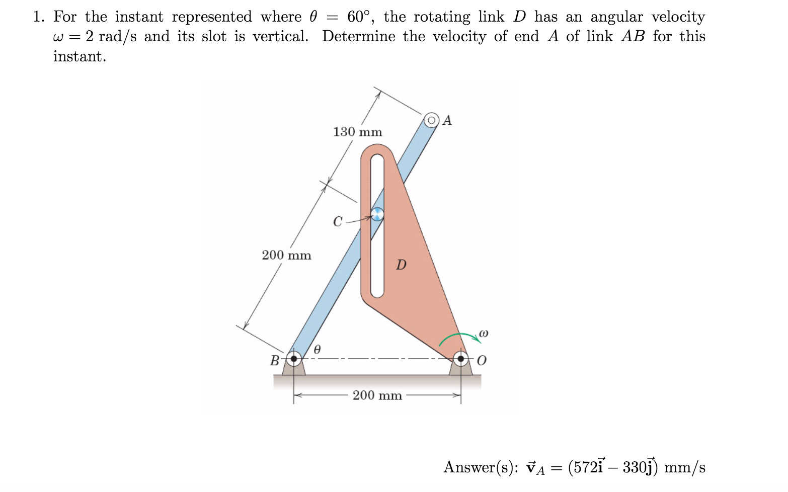For the instant represented where theta = 60 degree, | Chegg.com