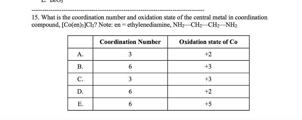 Solved L Bio3 15 What Is The Coordination