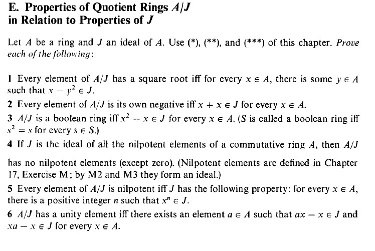 Solved Properties of Quotient Rings A/J in Relation to | Chegg.com