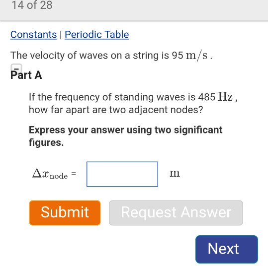 Solved 14 of 28 Constants I Periodic Table The velocity of | Chegg.com