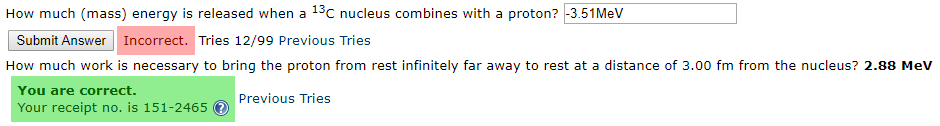 Solved How much (mass) energy is released when a 13c nucleus | Chegg.com