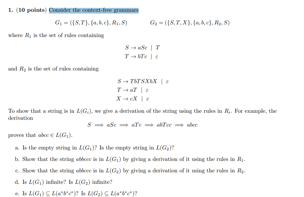 Solved Consider The Context Free Grammars To Show That A 7108