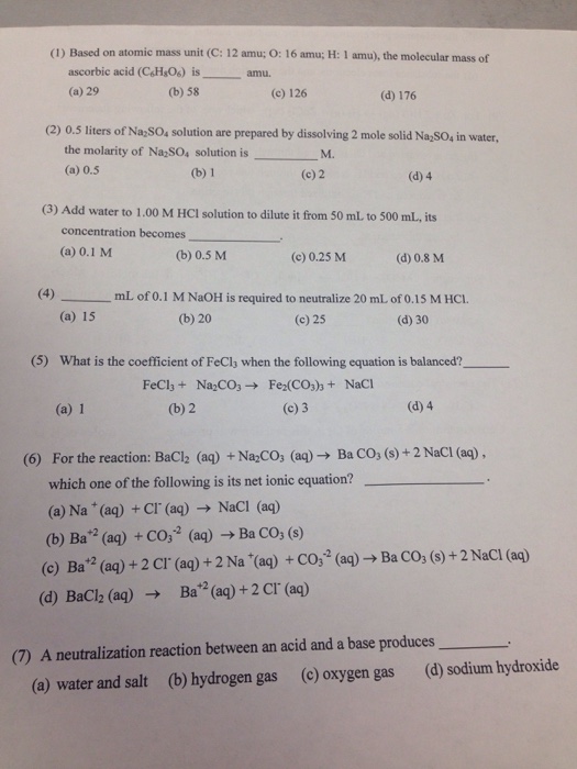 Solved Based on atomic mass unite (C:12 amu; O:16 amu;H:1), | Chegg.com