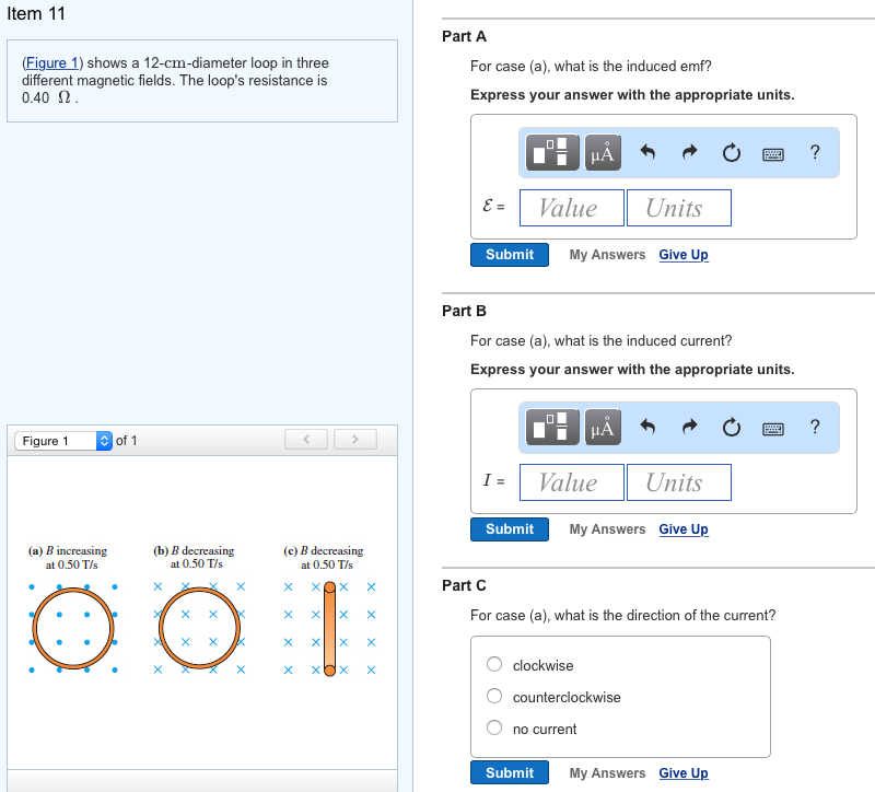 Solved (Figure 1) shows a 12-cm-diameter loop in three | Chegg.com