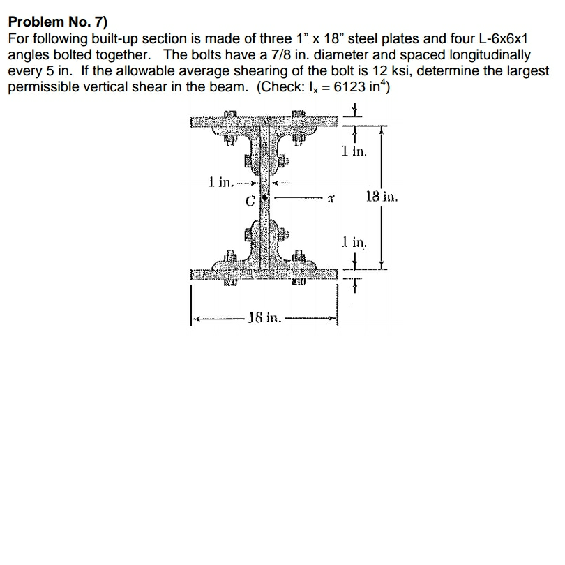 Solved For following built-up section is made of three 1'' | Chegg.com