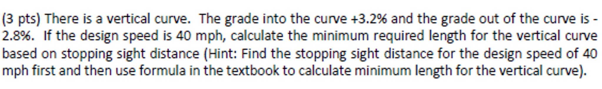Solved There is a vertical curve. The grade into the curve | Chegg.com