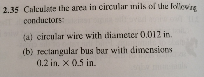 Solved Calculate the area in circular mils of the following | Chegg.com