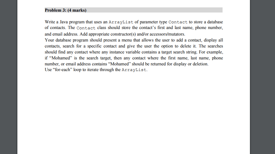 Problem 3 4 Marks Write A Java Program That Uses