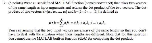 Solved 3. (6 points) write a user-defined MATLAB function | Chegg.com