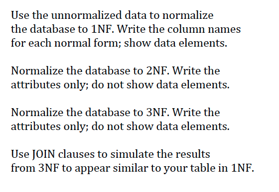 Solved How do you normalize a database to 1NF, 2NF, and | Chegg.com
