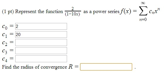 Solved Represent the function 2(1-10x) as a power series | Chegg.com