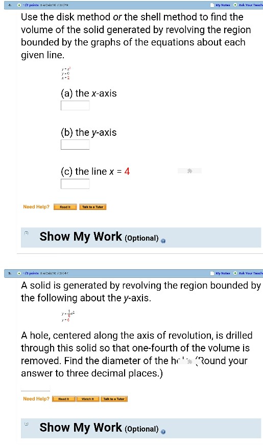 Solved Use the disk method or the shell method to find the | Chegg.com