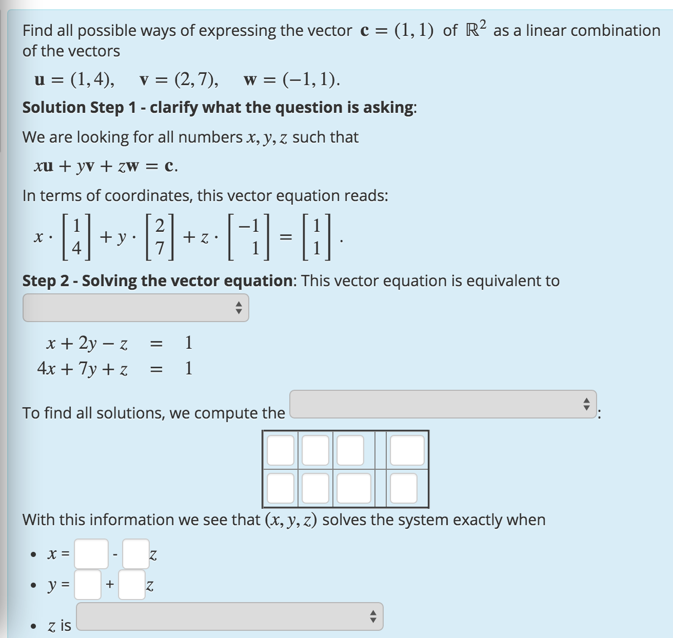 Solved Find all possible ways of expressing the vector | Chegg.com