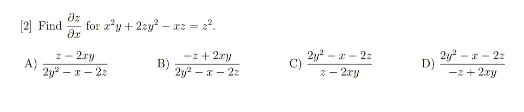 Solved Find partial differential z/partial differential x | Chegg.com