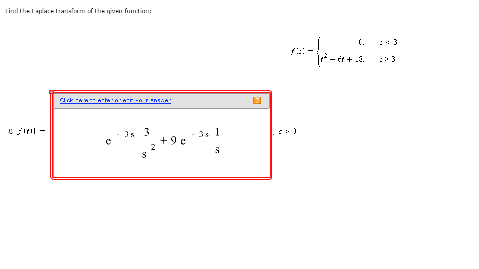 Solved Find the Laplace transform of the given function: | Chegg.com