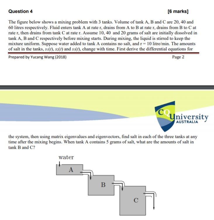 Solved Question 4 [6 marks] The figure below shows a mixing | Chegg.com