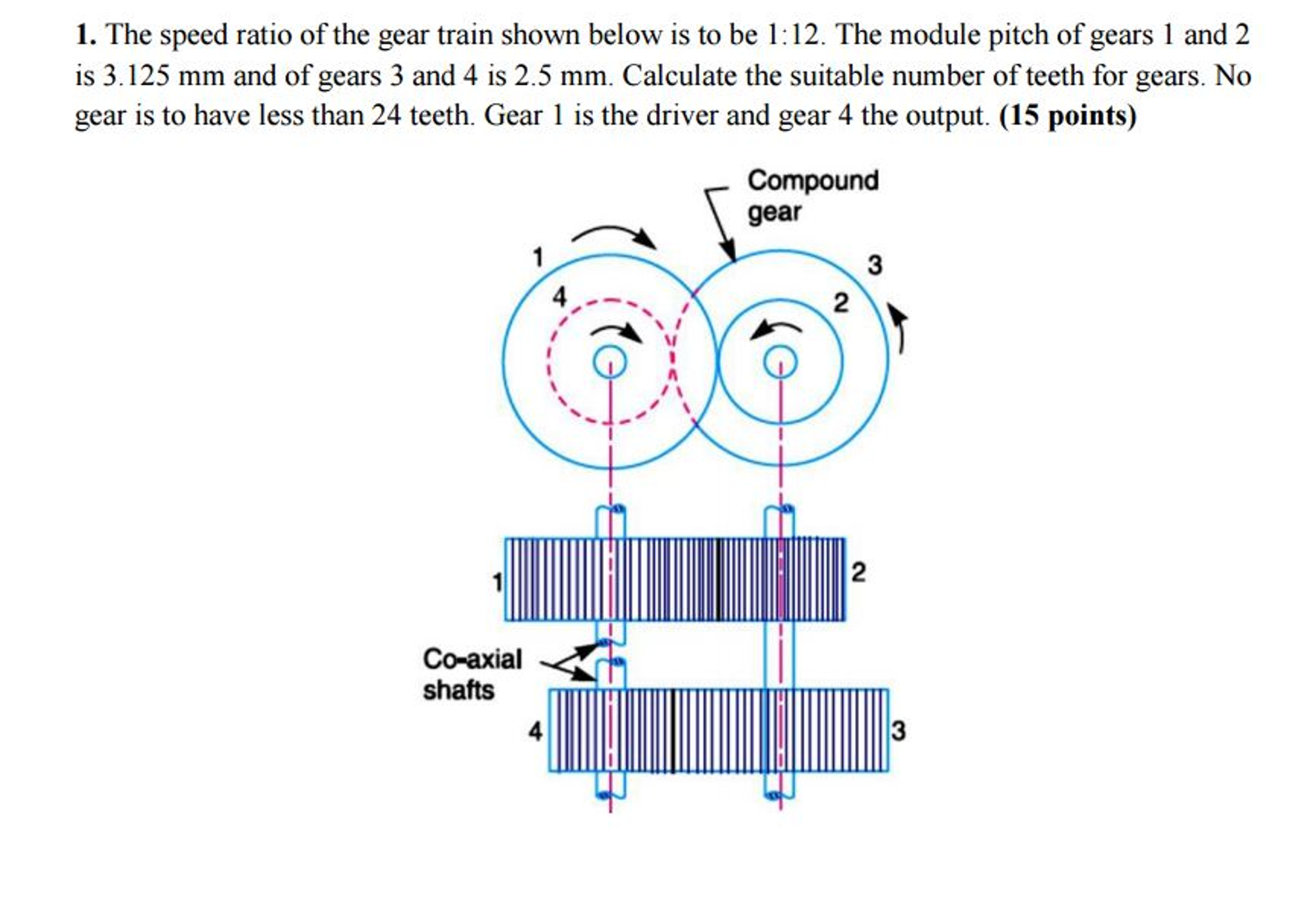 Solved The Speed Ratio Of The Gear Train Shown Below Is To Chegg