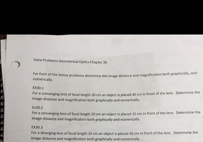 Solved Extra Problems Geometrical Optics Chapter 30 and For | Chegg.com