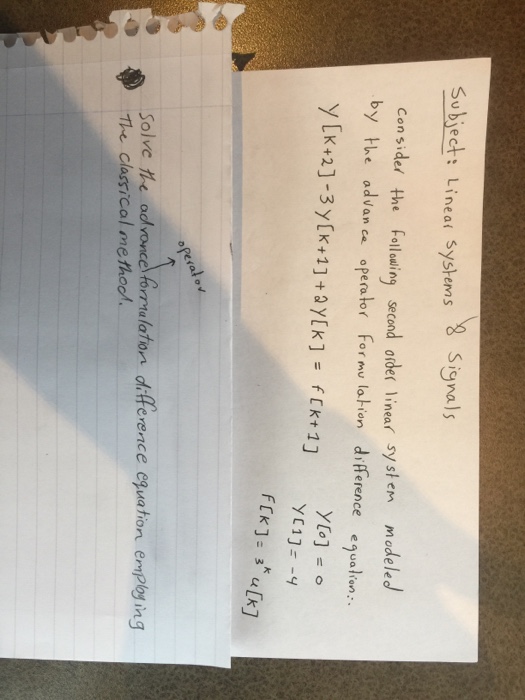 Solved Subject: Linear systems & signals consider the | Chegg.com