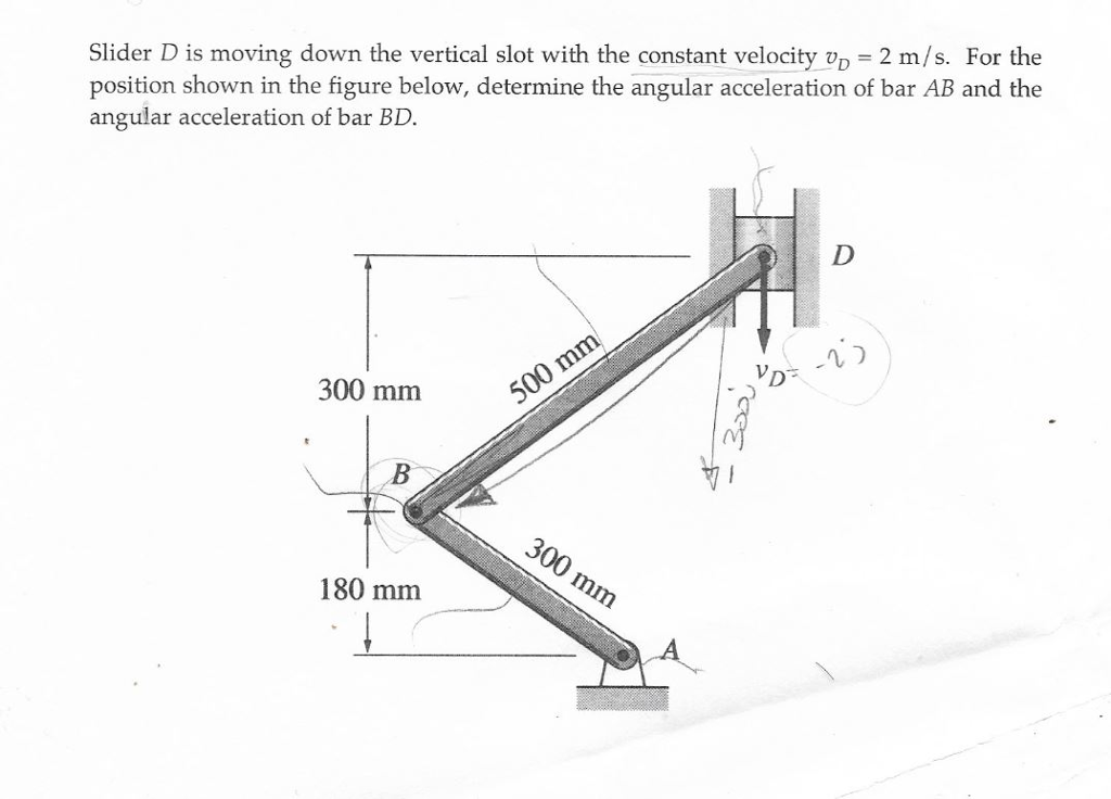 Solved Slider D is moving down the vertical slot with the | Chegg.com